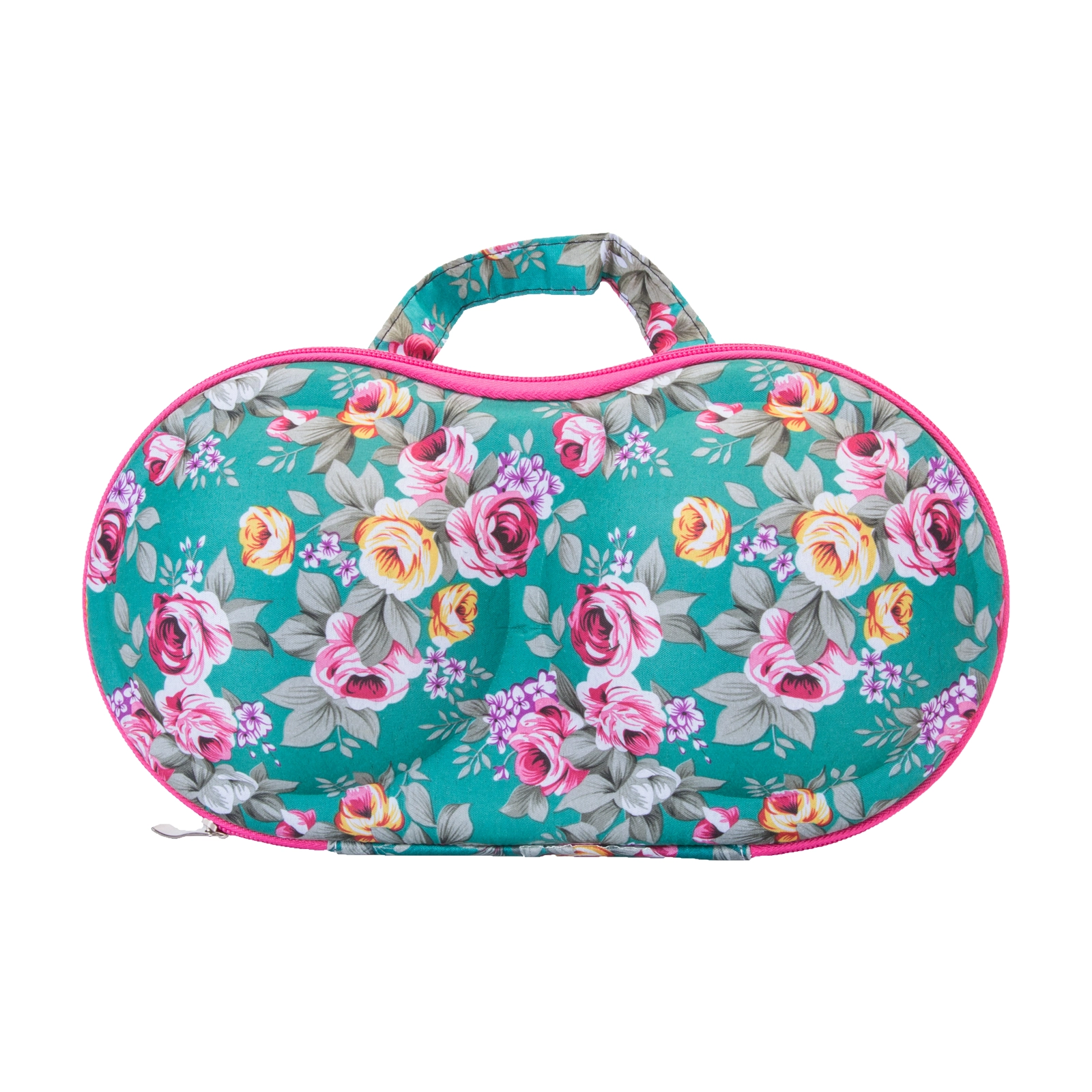 'Belle' Bra & Underwear Travel Carry Case - Green & Pink Floral ...