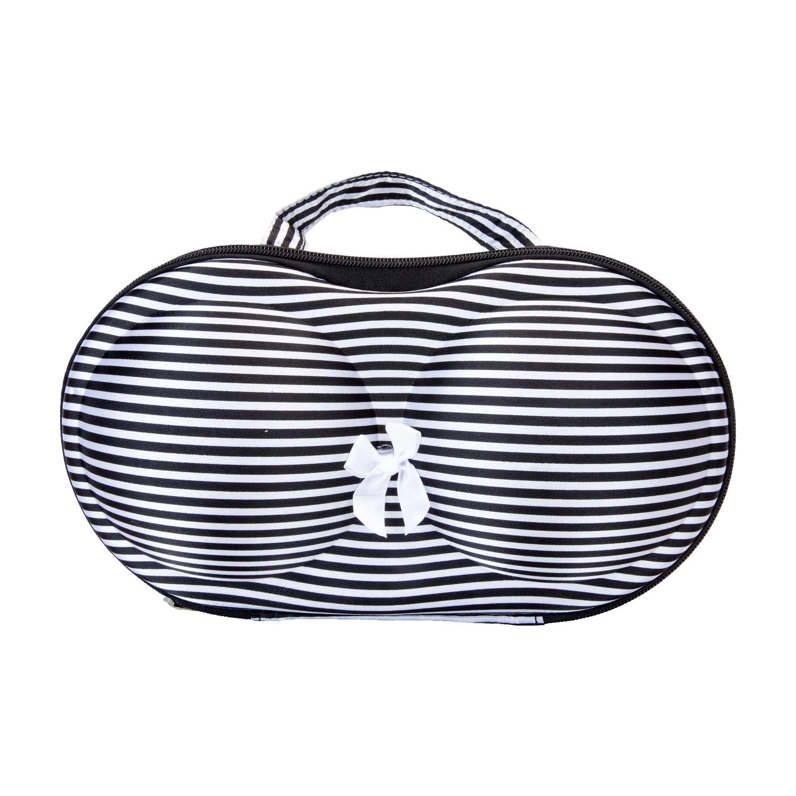 'Belle' Bra & Underwear Travel Carry Case - Black & White Stripes - Periea