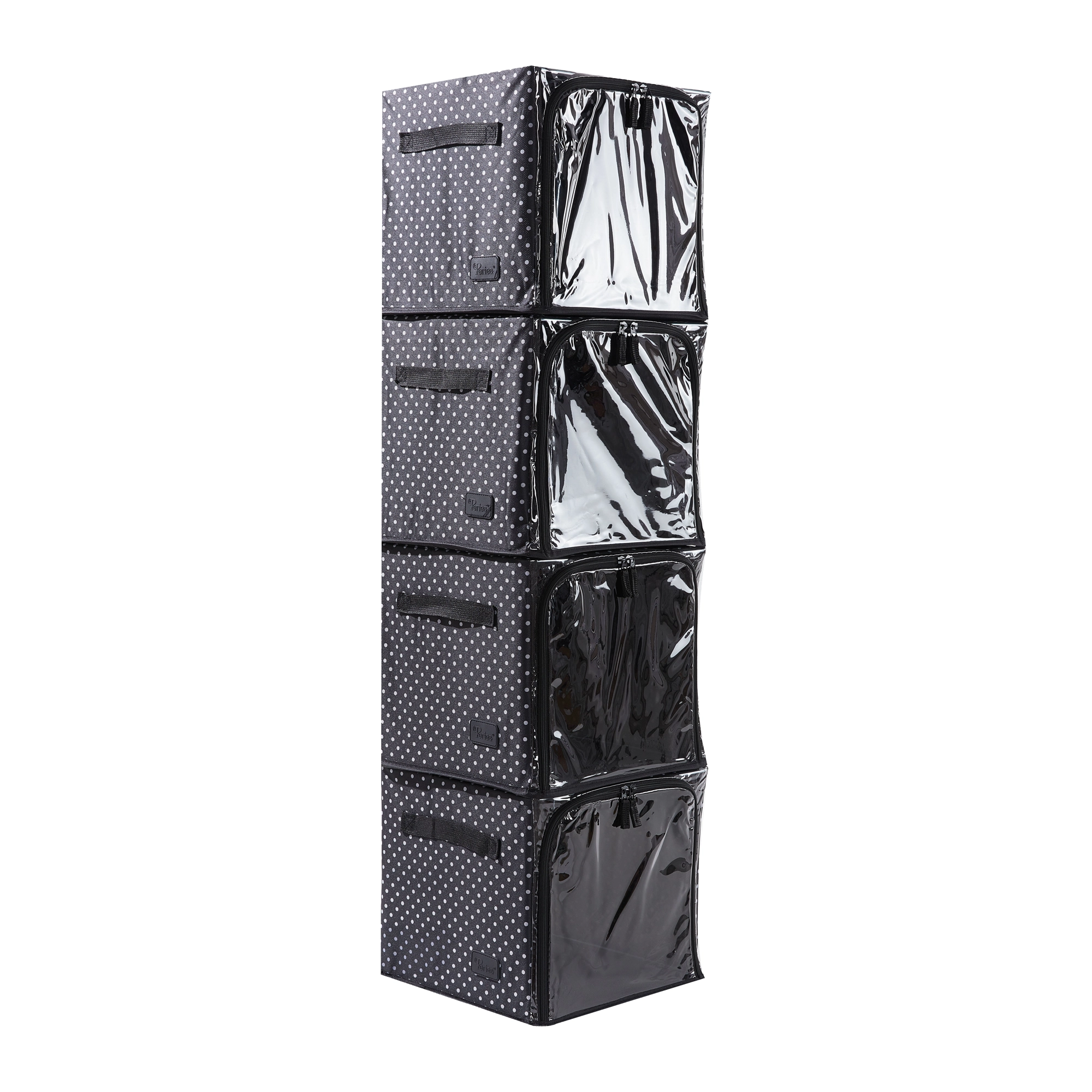 'Lola' Collapsible Stackable Storage Cubes - Black with White Polka ...